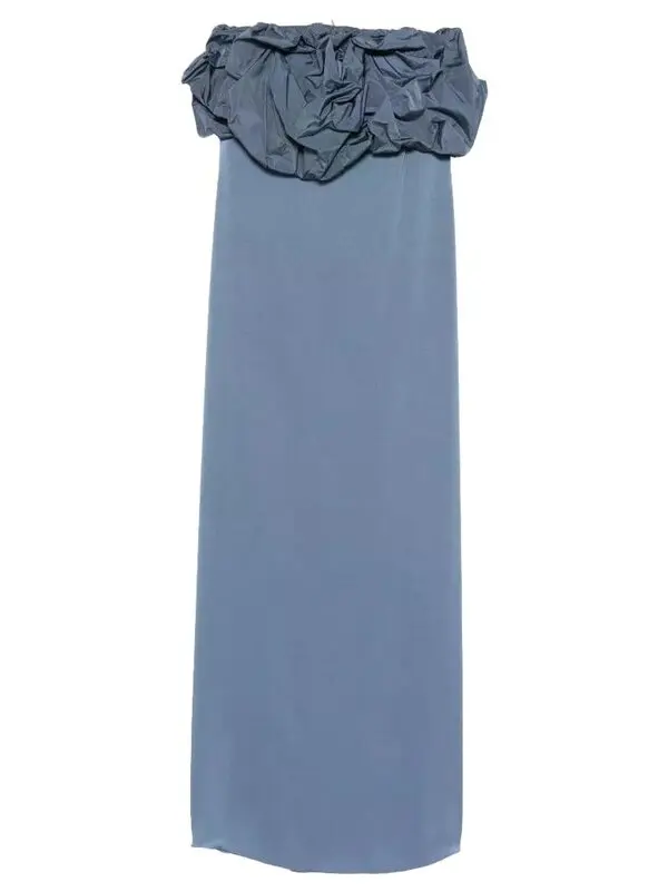 Max Mara Strapless Ruffled-bodice Maxi Dress - Blue