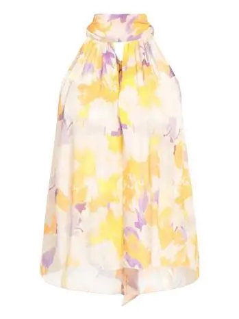 Patrizia Pepe Floral Print Sleeveless Halterneck Top - Orange