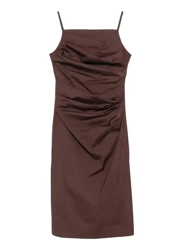 Marella Ciocca Ruched Midi Dress - Brown