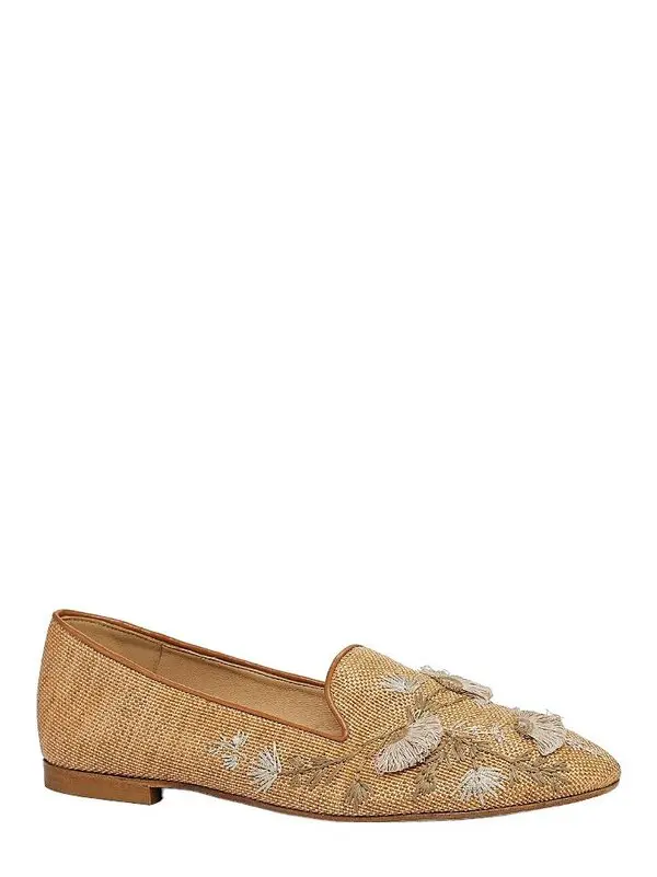 ARTEANA Flora Raffia Smoking Slipper - Camel