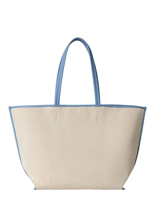 BEIS The Leather Trim Tote - Dusty Blue
