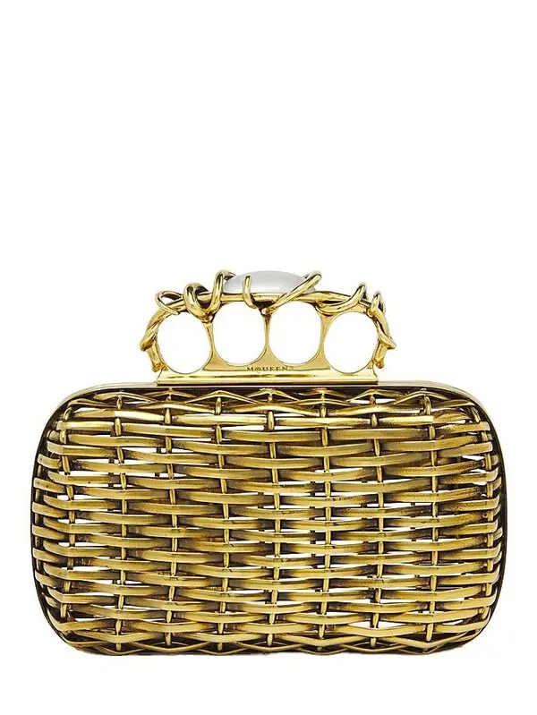 Alexander McQueen Brass Basket Clutches - White