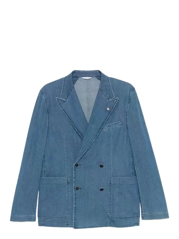 MANUEL RITZ Double-breasted Denim Jacket - Blue