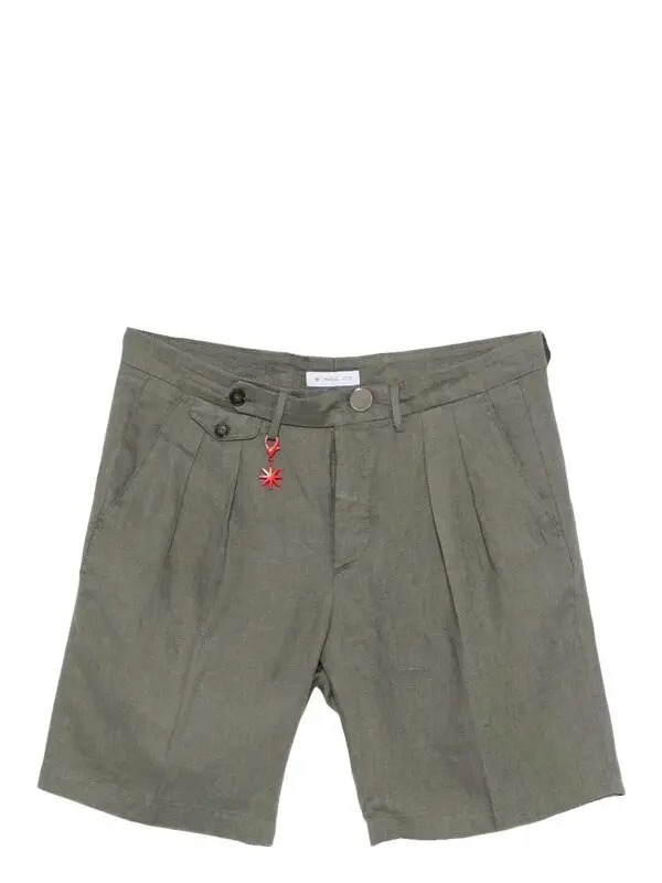 MANUEL RITZ Pleated Linen Shorts - Green