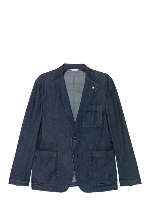 MANUEL RITZ Notched-lapels Denim Jacket - Blue