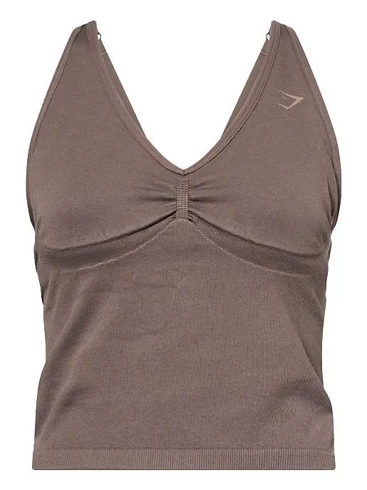 GYMSHARK Lift Seamless Logo-print Midi Tank Top - Gs Cool Brown