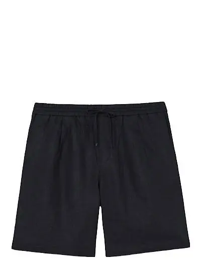 REISS Linen Drawstring Shorts - Navy