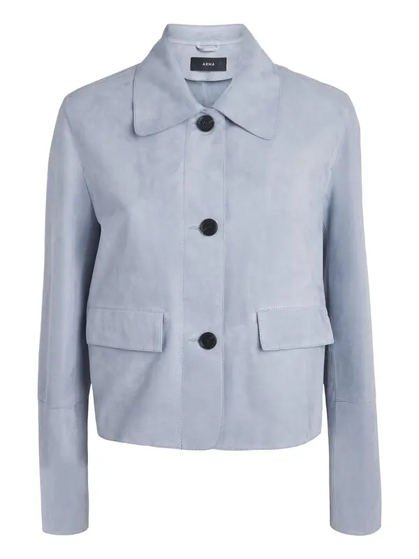 ARMA Lamb Suede Tailored Jacket - Blue
