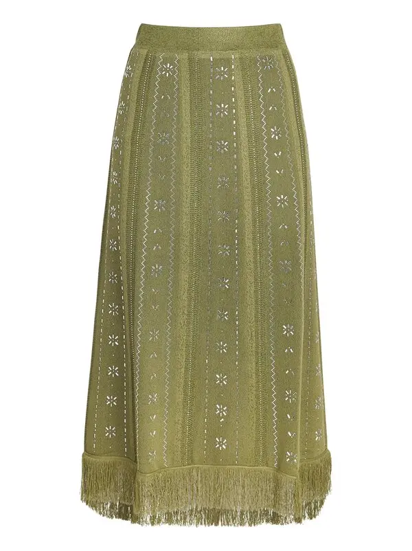 Maje Embellished Midi Skirt - Brown