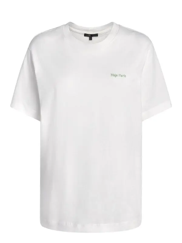 Maje Cotton Graphic T-shirt - White