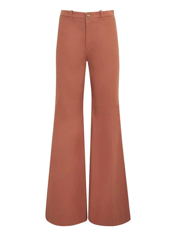 Chloé Cotton Canvas Flared Trousers - Beige
