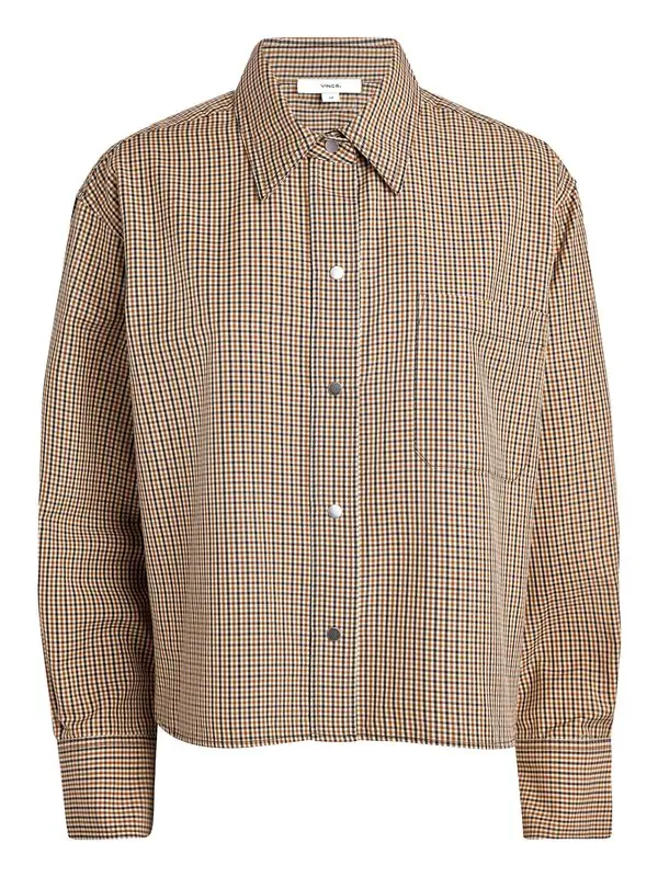 Vince Cotton-blend Check Shirt - Beige
