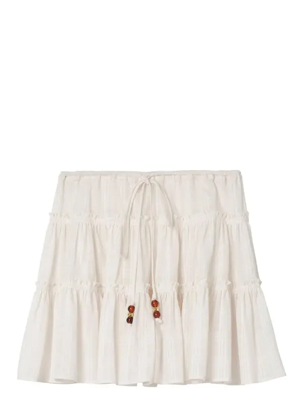 Burberry Cotton Voile Tiered Mini Skirt - White