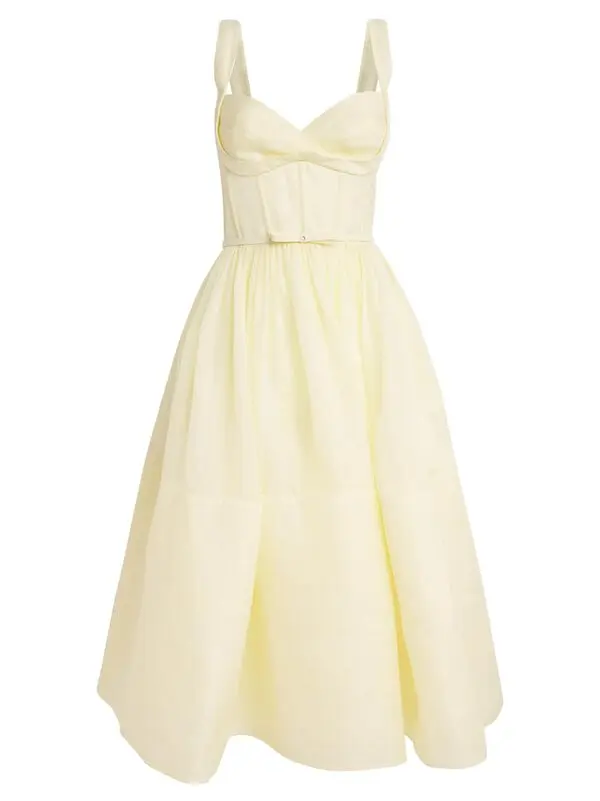 Zimmermann Linen-silk Belted Midi Dress - Yellow