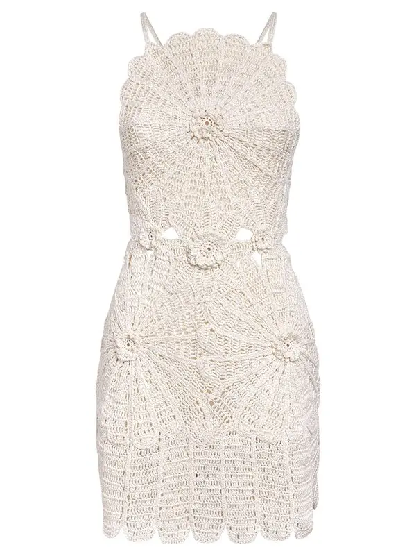 Cult Gaia Embroidered Linen Fira Mini Dress - White