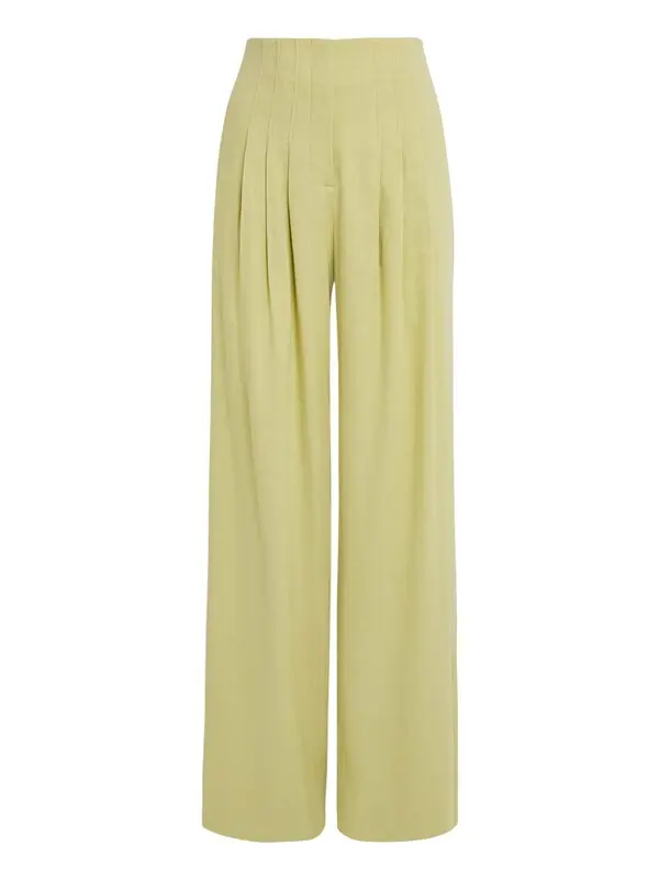 Veronica Beard Linen-blend Wide-leg Trousers - Green