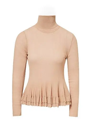 ASHLYN Merritt Turtleneck Knitted Top - Tan