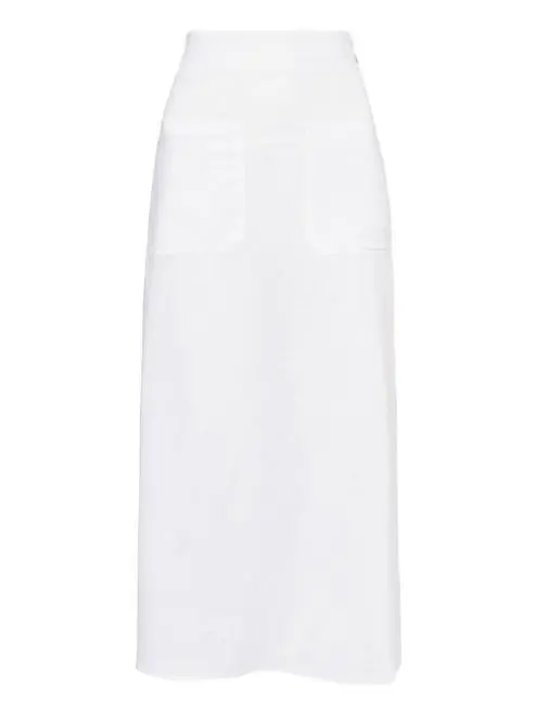 TOTEME Tie-waist Flared Cotton And Linen Midi Skirt - White
