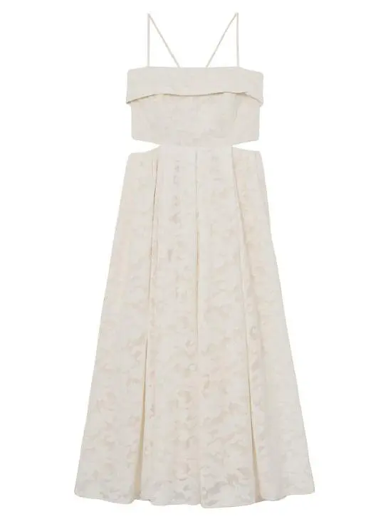 REISS Sian Cut-out Cotton-blend Maxi Dress - Cream