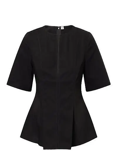 TOTEME Flared-hem Tailored Cotton Top - Black