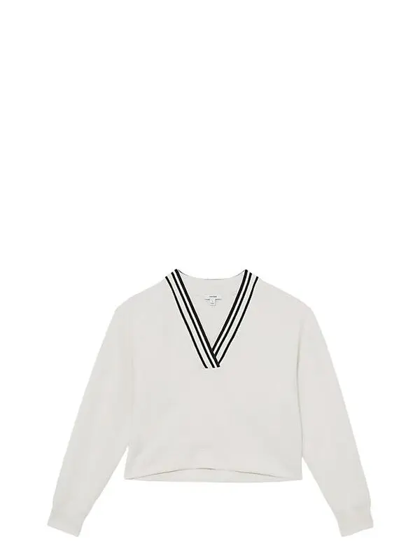 REISS Verity V-neck Jersey Sweatshirt - Ivory