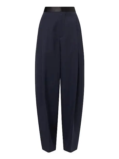Bottega Veneta Grain De Poudre Wool Trousers - Midnight Blue