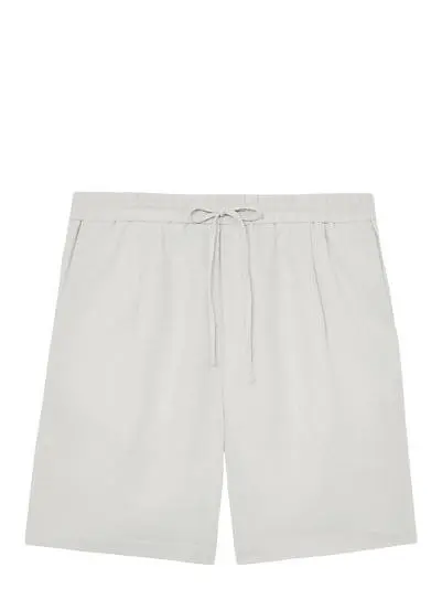 REISS Drawstring-waist Linen Shorts - Stone