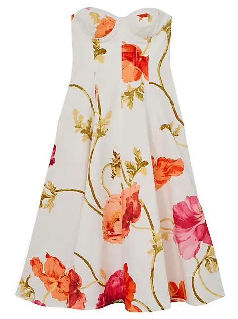 REISS Penelope Floral-print Cotton Midi Dress - Cream Red