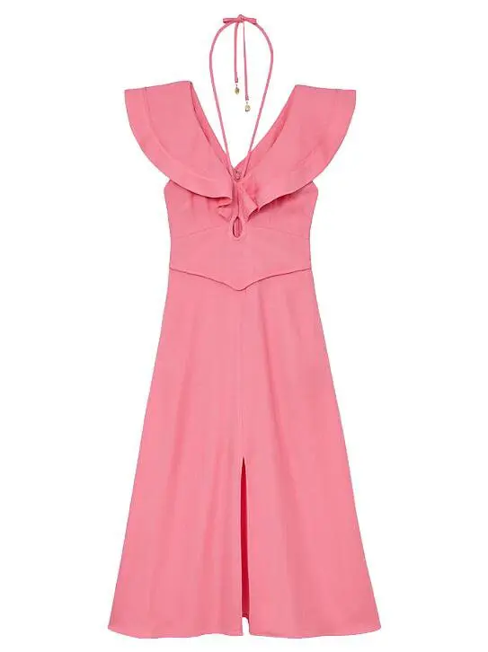 REISS Giselle Ruffled Midi Dress - Pink