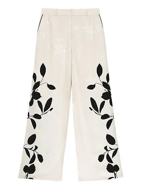 REISS Delilah Wide-leg Woven Trousers - Ivory Black