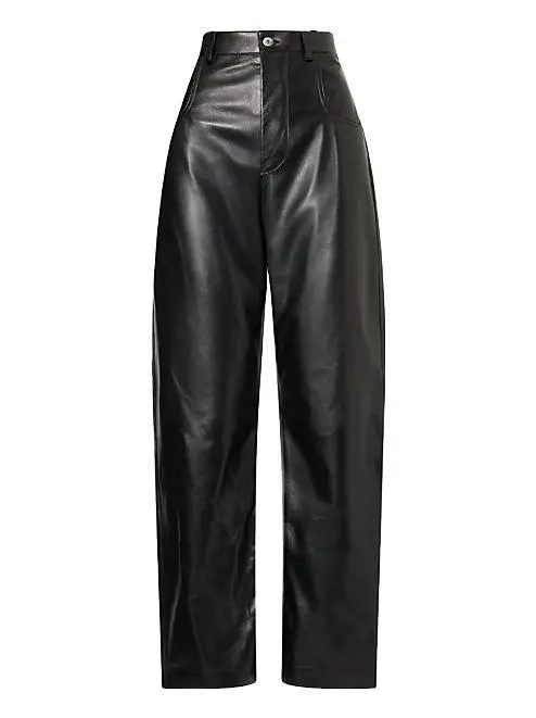 Bottega Veneta Intrecciato Pocket Straight-leg Leather Trousers - Double Black