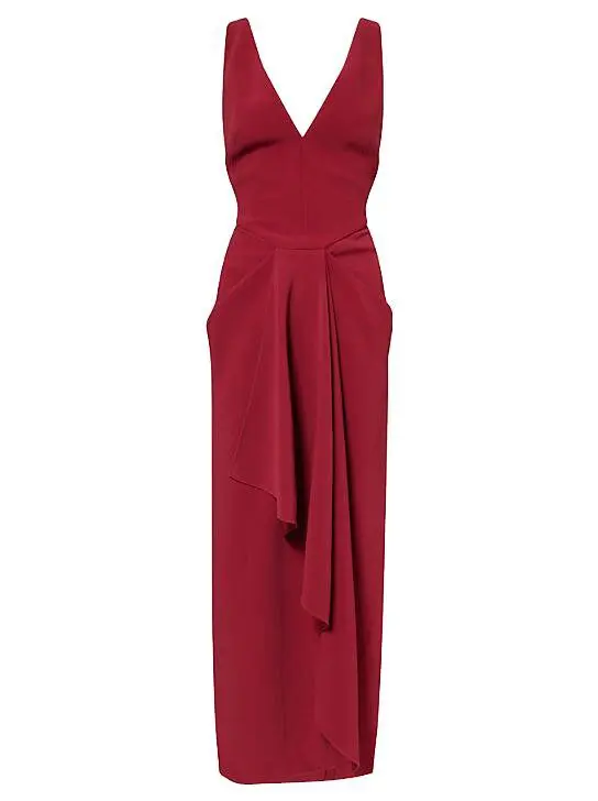 Givenchy V-neck Sleeveless Woven Midi Dress - Red Cherry