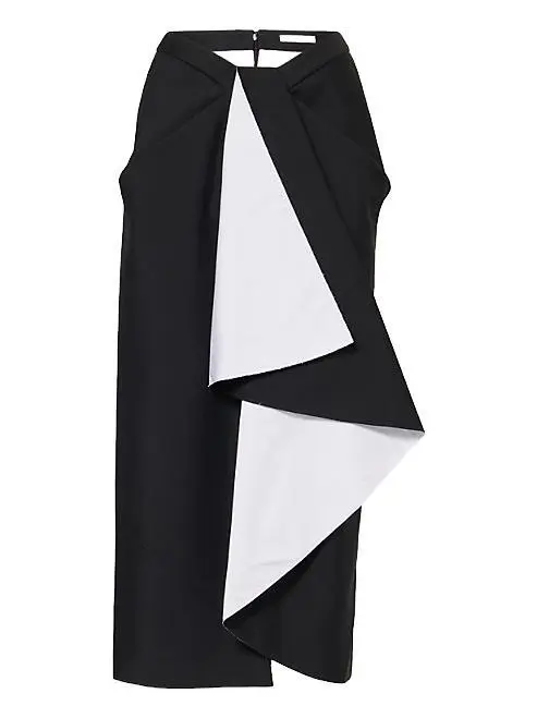 Givenchy Draped Wool Midi Skirt - Black