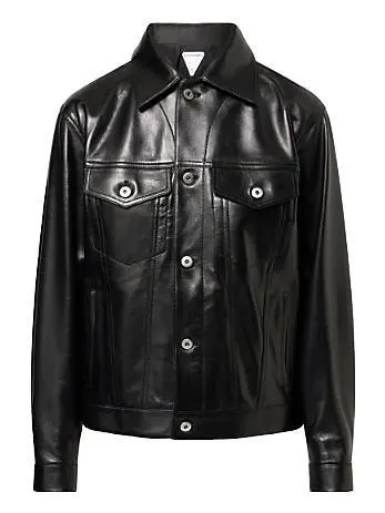 Bottega Veneta Intrecciato Long-sleeve Leather Jacket - Double Black