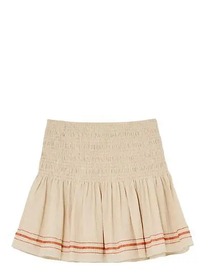 REISS Shirred-waist Mini Skirt - Neutral
