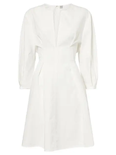 TOTEME Balloon-sleeve Cotton Midi Dress - White