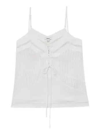 REISS Tamsin Lace-detail Woven Cami Top - Ivory