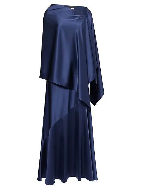 Max Mara Calante Asymmetric Draped Midi Dress - Ultramarine