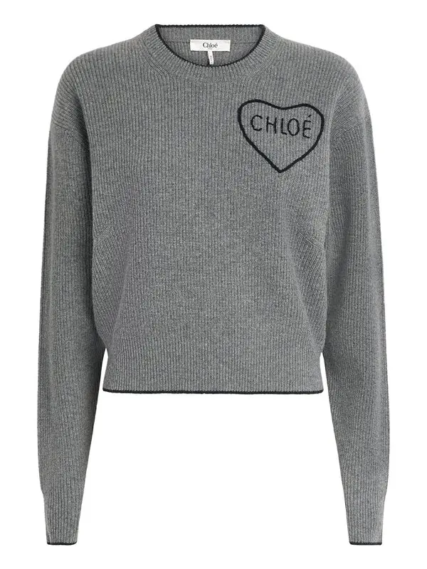 Chloé Wool-cashmere Logo Sweater - Grey