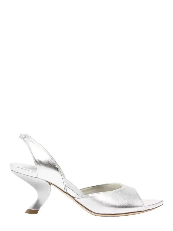 VIC MATIE Metallic Slingback Sandals - Silver