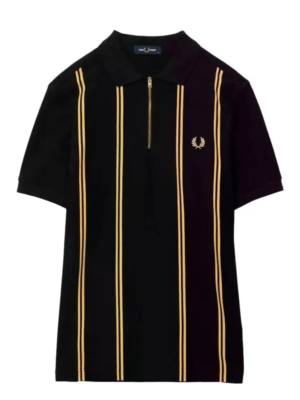 Fred Perry Striped Polo Shirt - Black