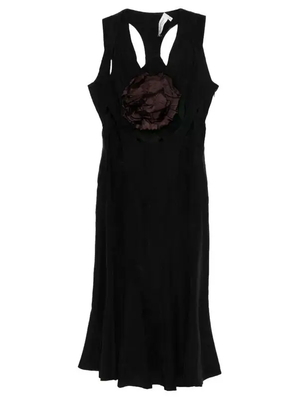 Saint Laurent Appliqué-detail Midi Dress - Black