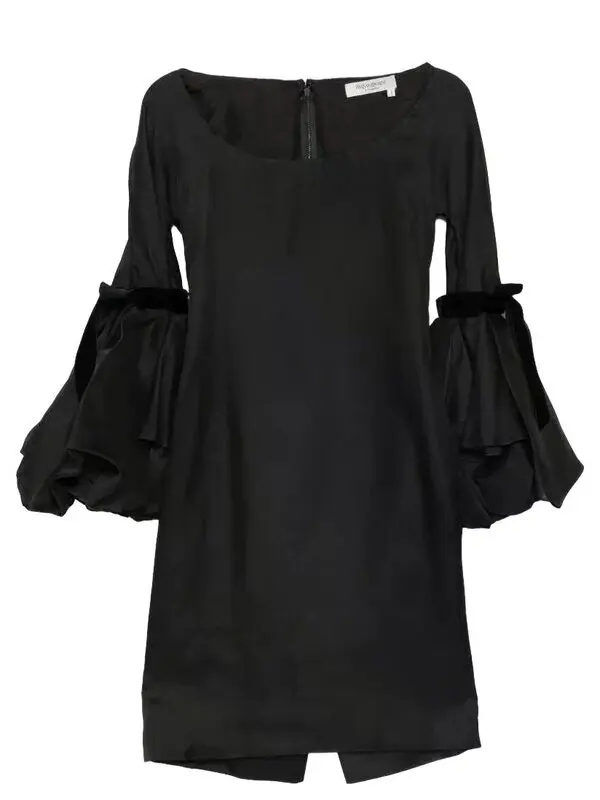Saint Laurent 2002 Silk Gothic Bell Sleeve Dress - Black