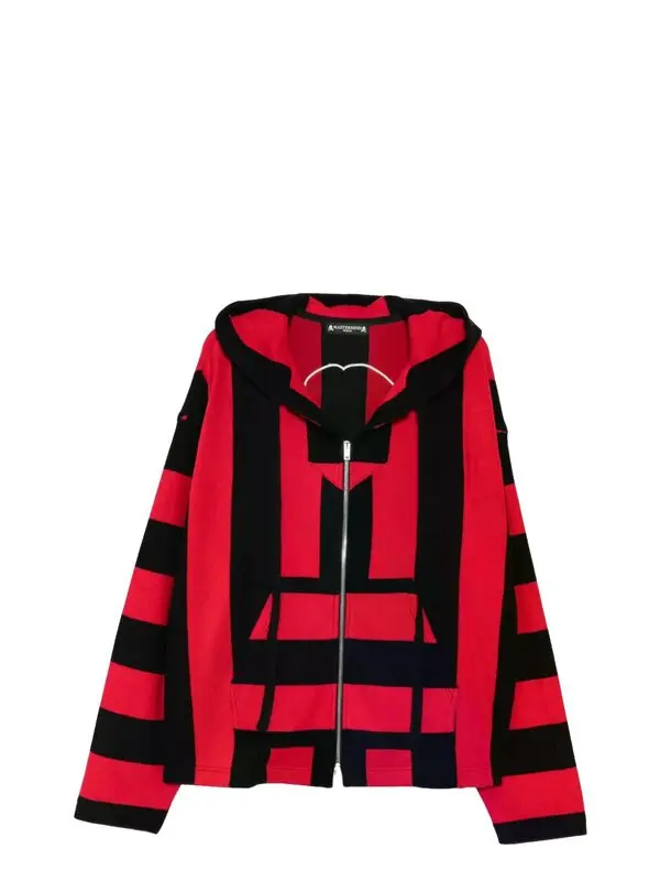 MASTERMIND WORLD Striped Drawstring Hoodie - Red