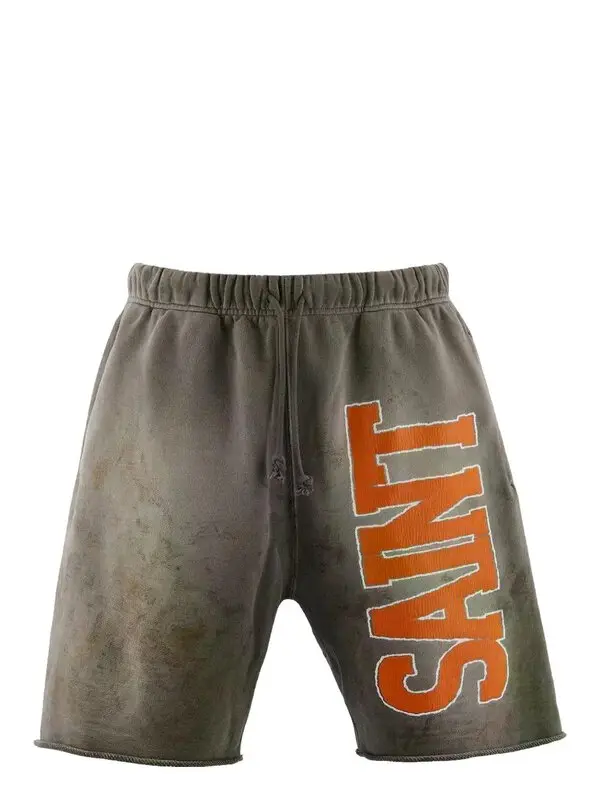 SAINT MXXXXXX Logo-print Track Shorts - Grey