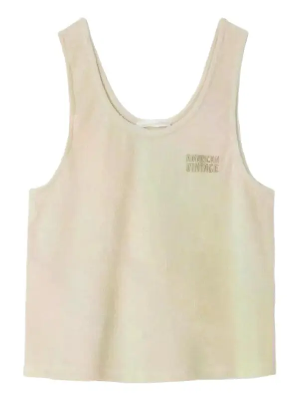 American Vintage Logo-embroidered Terry-cloth Tank Top - Neutrals