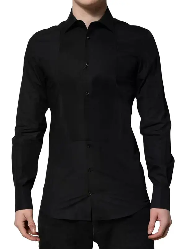 Dolce & Gabbana Gold Bib-front Shirt - Black