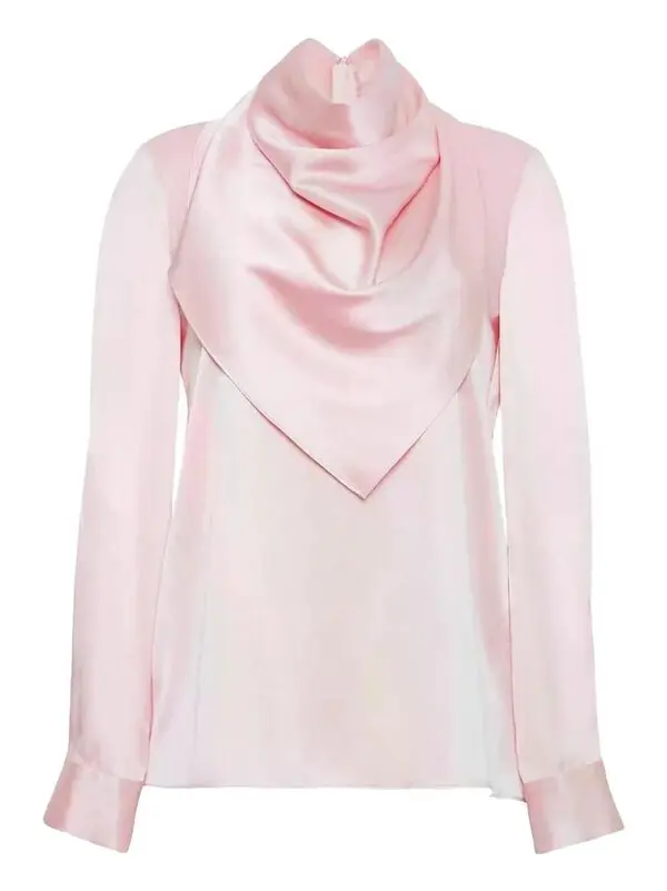 Adam Lippes Draped-neck Silk Blouse - Pink