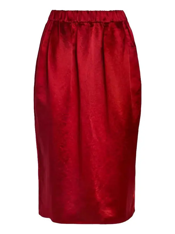 Maria Mcmanus Pleated Elasticated-waist Midi Skirt - Red