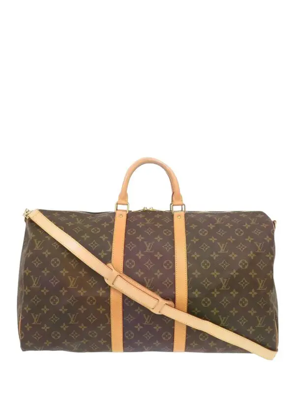 LOUIS VUITTON 1999 Monogram Keepall Bandouliere 55 Travel Bag - Brown